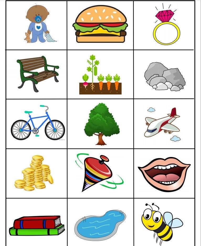 Picture-Word Learning Card Matching Game Printable | Etsy