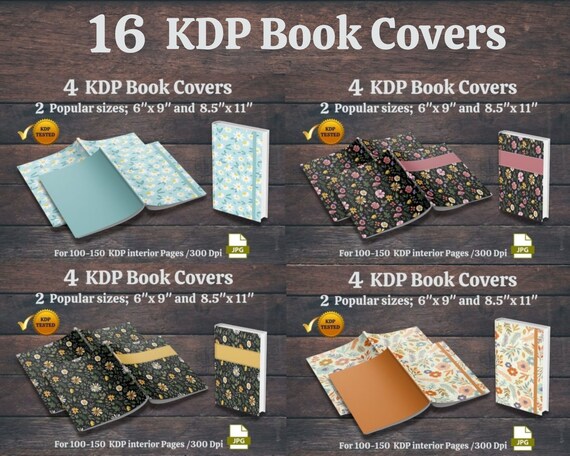 16 KDP Book Cover Templates / Each Design Comes in Two Sizes / | Etsy