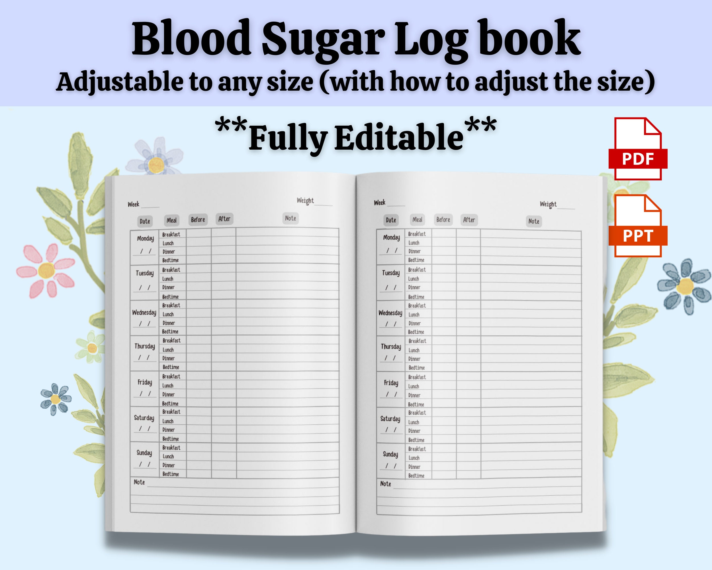Blood Sugar Log Book/diabetes Log Book for Record Blood Sugar/digital ...