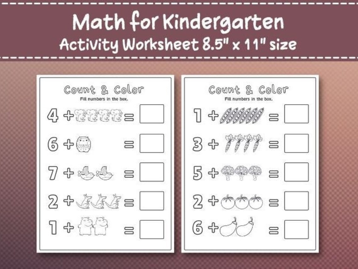 Math for Kindergarten, 30 Math and Coloring Activity Pages, KDP ...