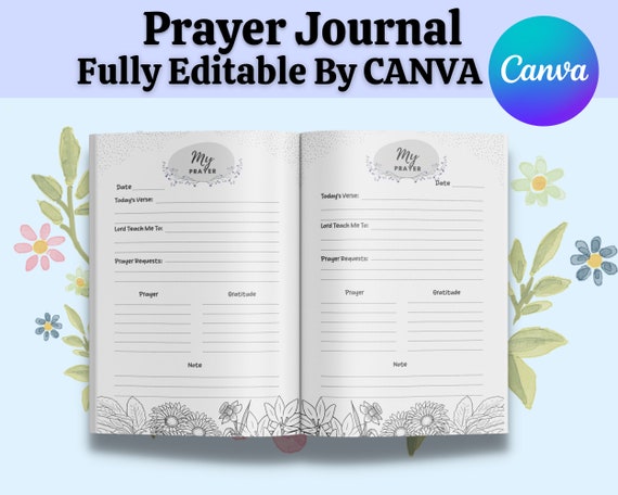 Prayer Journal Canva Template Fully Editable Commercial Use - Etsy
