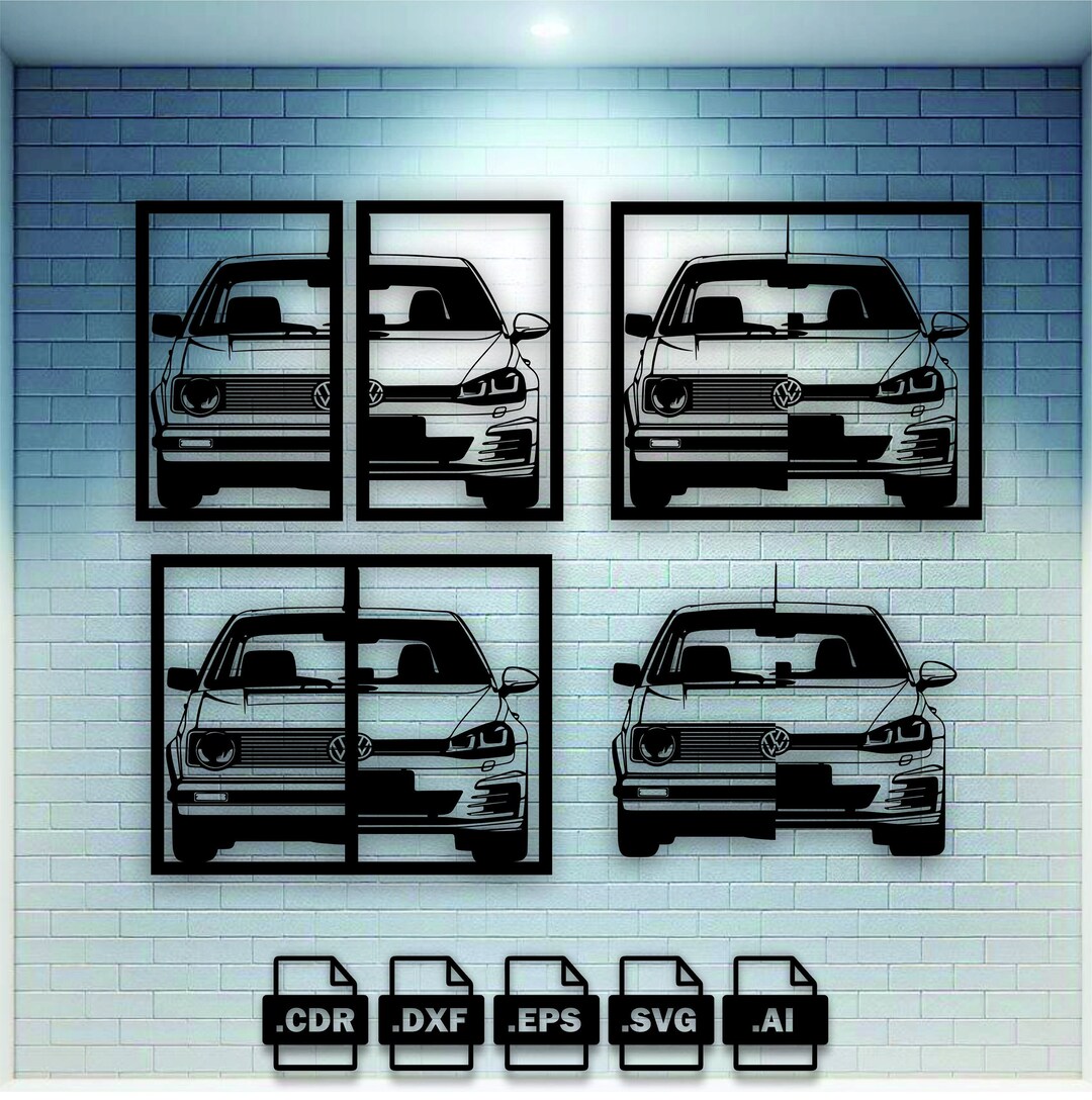 Combo Cuadro Volskwagen Golf. Evolution of Models. Wall Art. 4 Versions ...