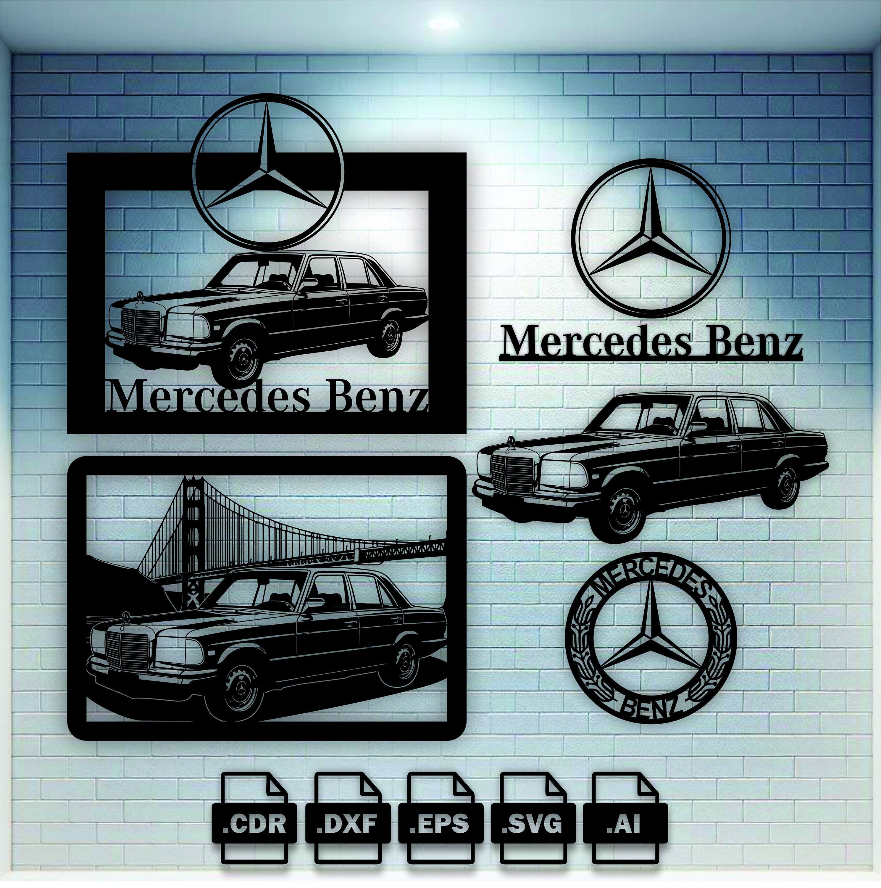 Mercedes Benz W123 Frame Combo. Wall Art. 3 Versions in One File and ...