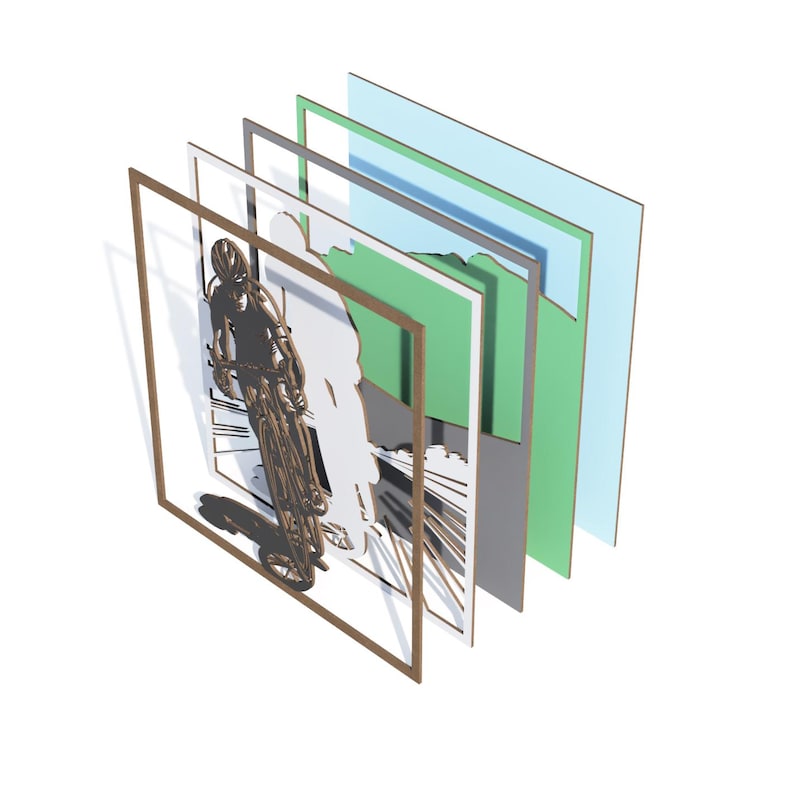 3D Cycling Frame - Laser Cutting File - Multi-layer Wall Art - Vector ...
