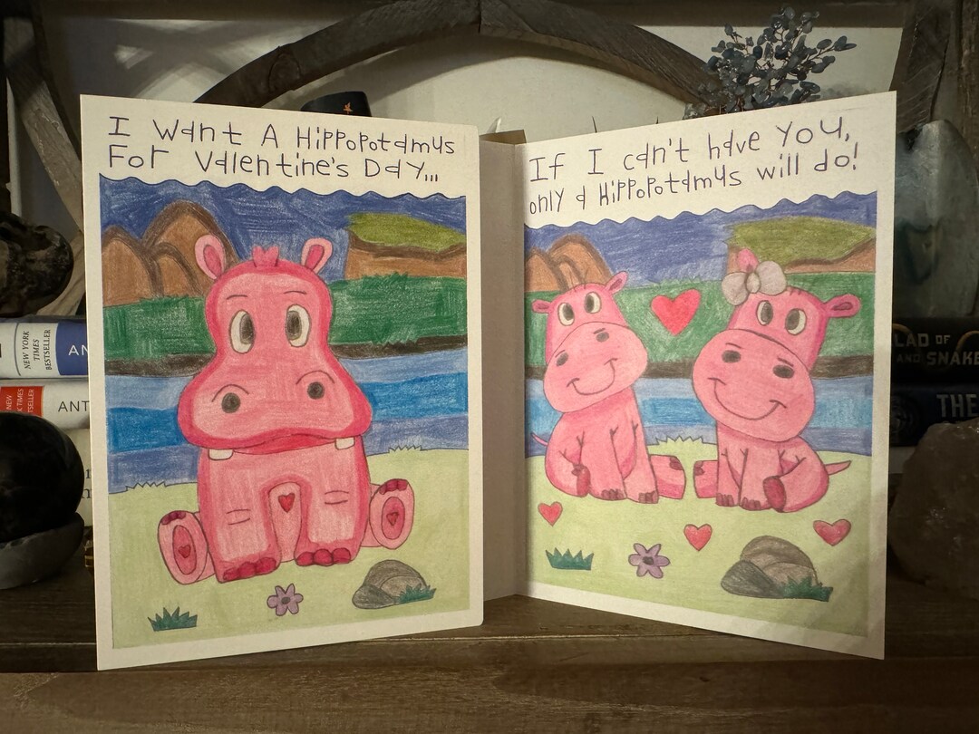 Hippo for Valentines Cards - Etsy