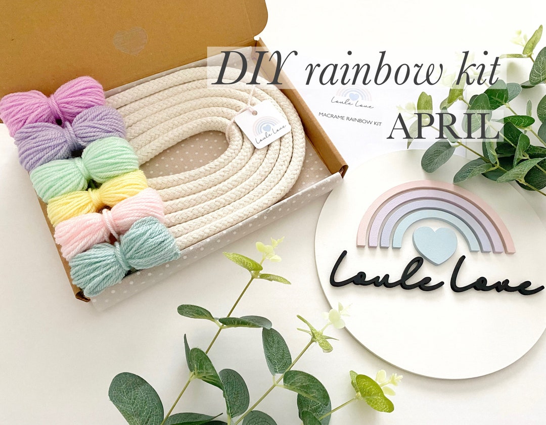 DIY Macrame Rainbow Craft Kit: Pastel Craft Gift Box, Easter Decor ...