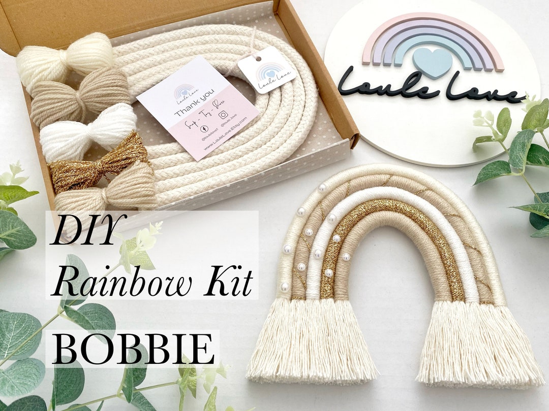 DIY Macrame Rainbow Kit, DIY Kit, Craft Kit, Craft Box, Neutral Rainbow ...