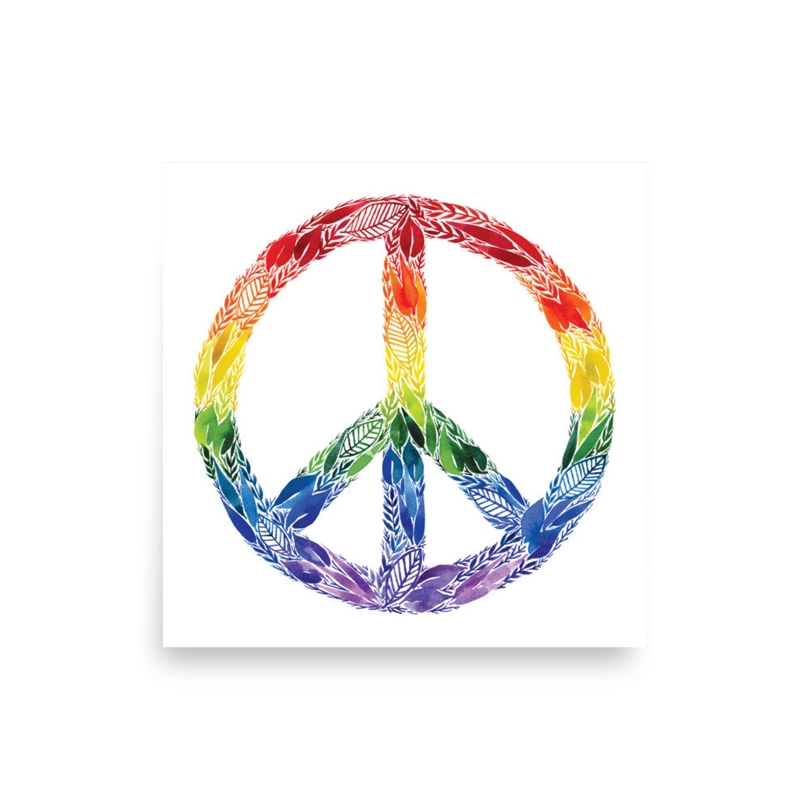 Rainbow Peace Sign Watercolor Print, Wall Decor, Gallery Wall - Etsy