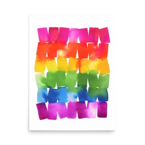 Rainbow Geometric Watercolor Wall Art - Etsy