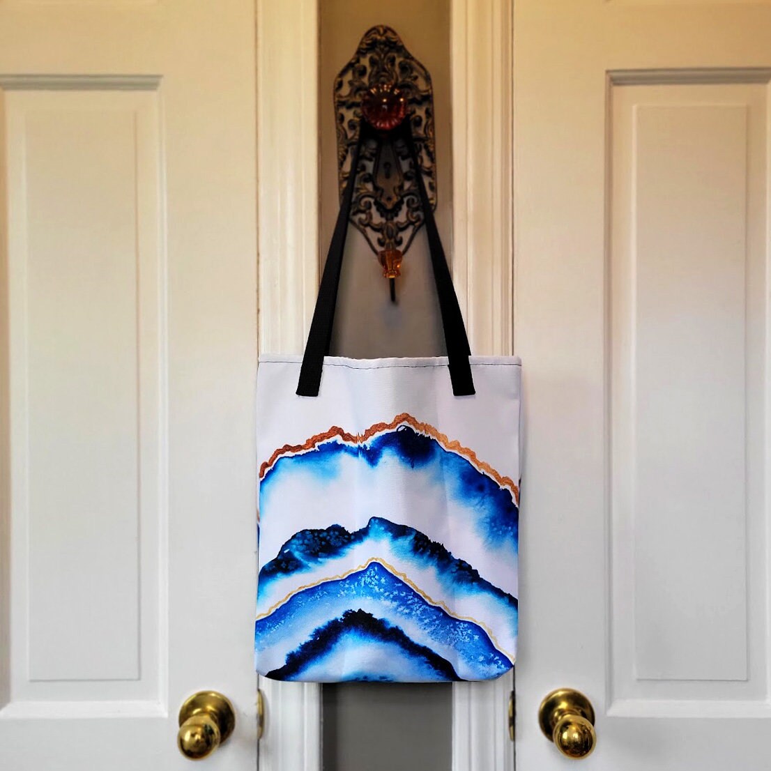 Blue Agate Tote Bag | Blue Mineral Tote | Indigo Geode Tote Bag ...