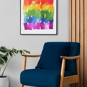 Rainbow Geometric Watercolor Wall Art - Etsy