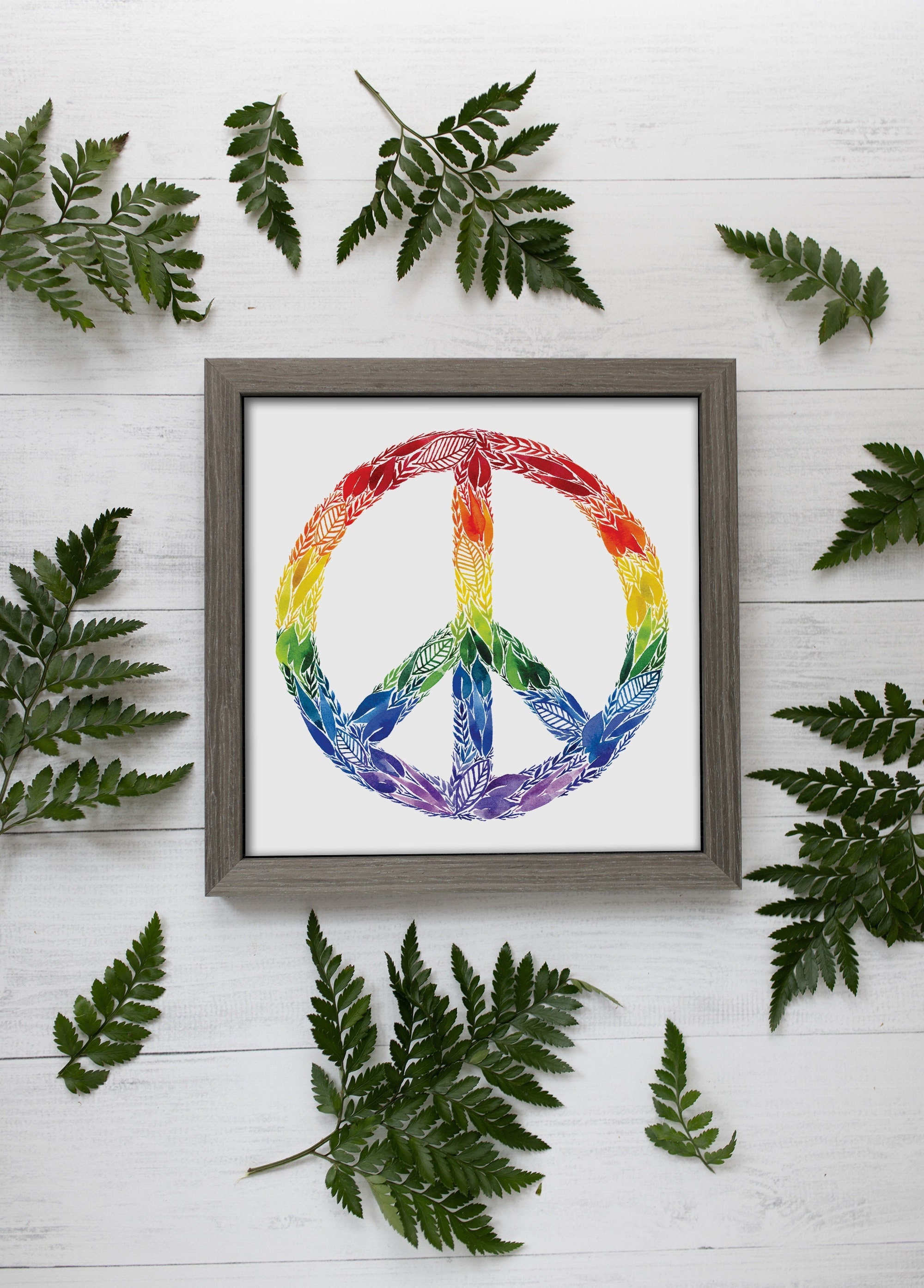 Rainbow Peace Sign Watercolor Print, Wall Decor, Gallery Wall - Etsy