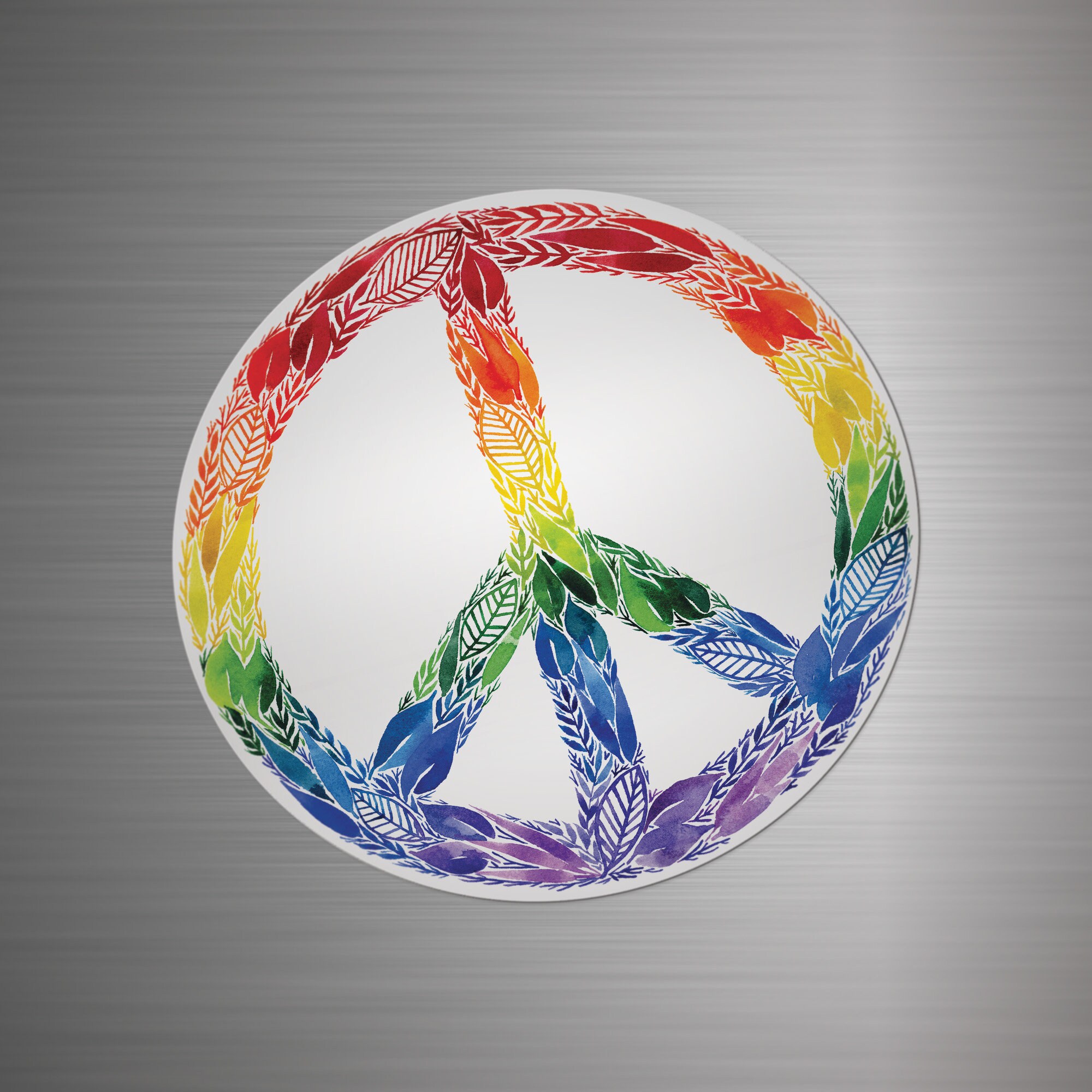 Watercolor Rainbow Peace Sign Magnet - Etsy
