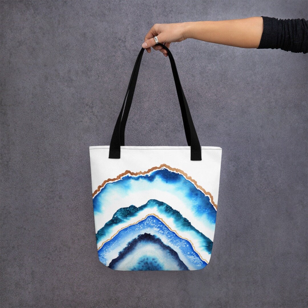 Blue Agate Tote Bag | Blue Mineral Tote | Indigo Geode Tote Bag ...