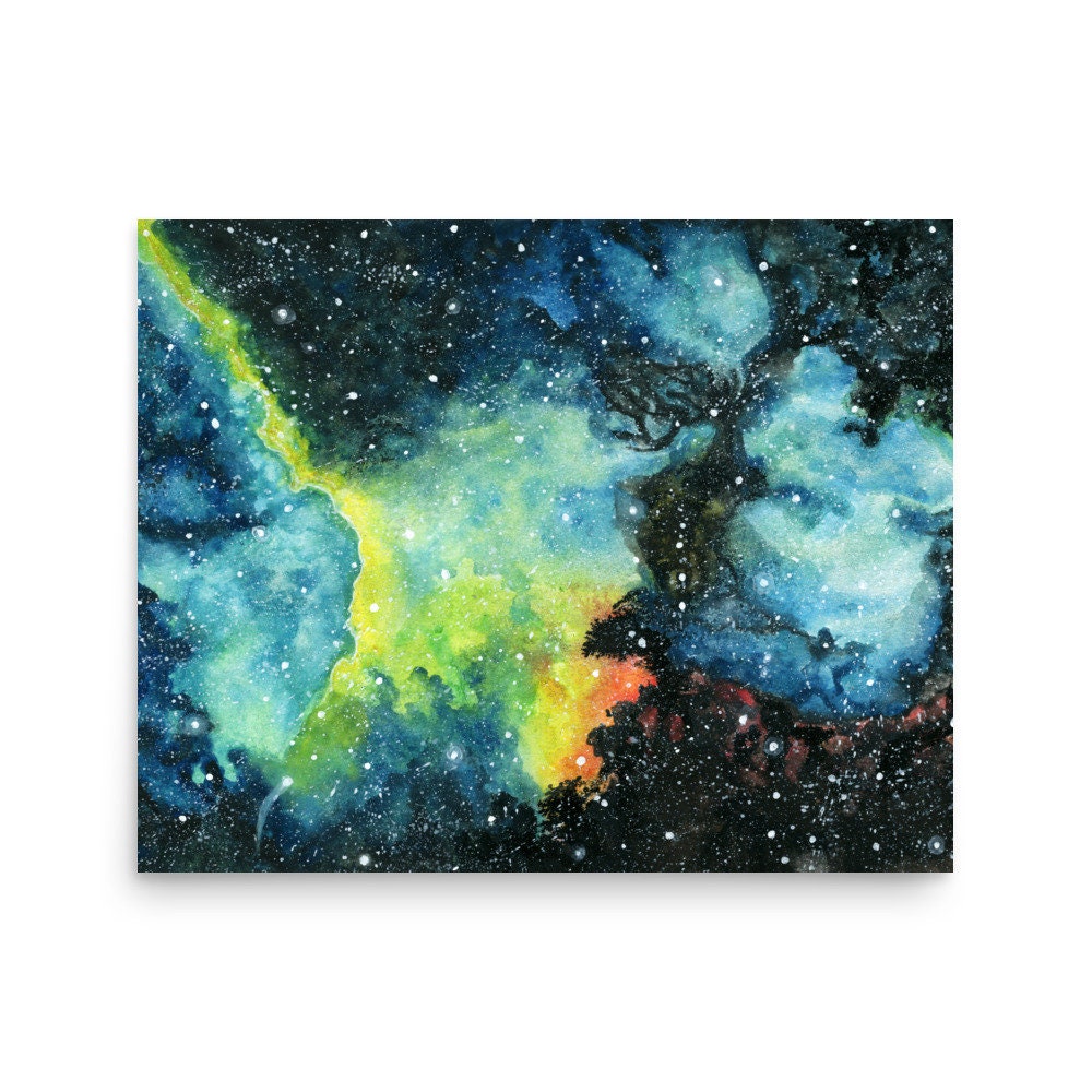 Nebula Galaxy Watercolor Print - Etsy