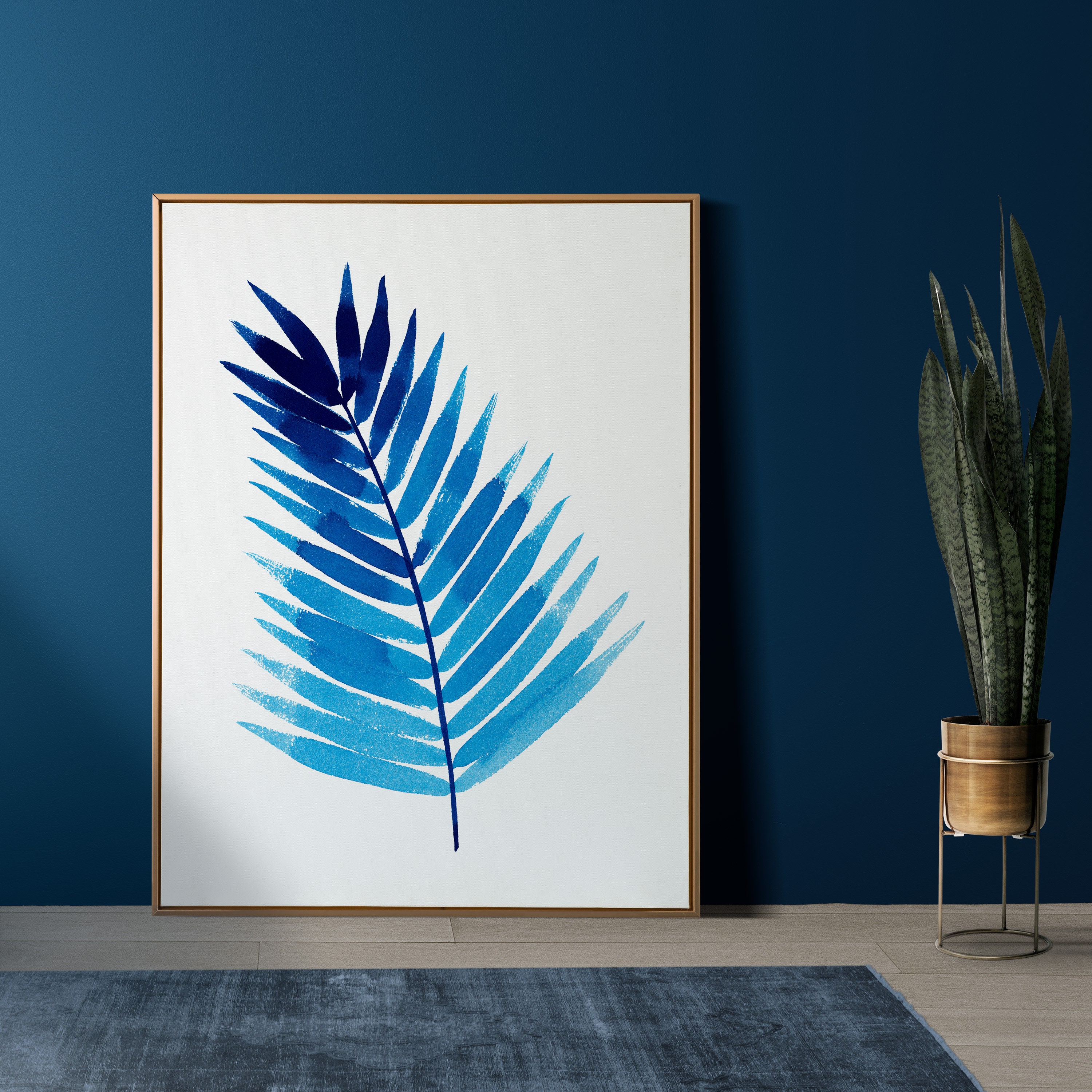 Blue Palm Leaf Watercolor Print Tropical Blue Palm Poster - Etsy