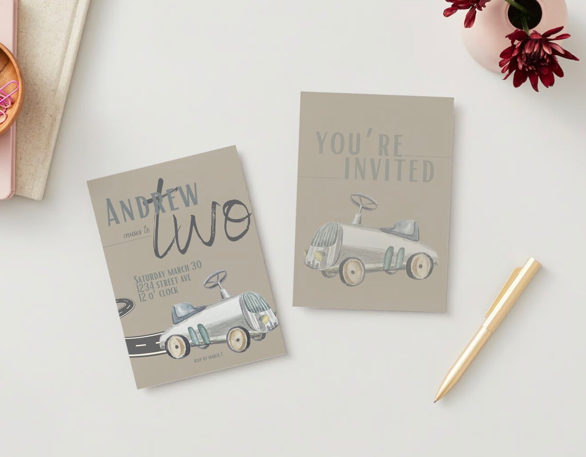 Classic Car Birthday Invitation I Instant Download | Editable Template ...