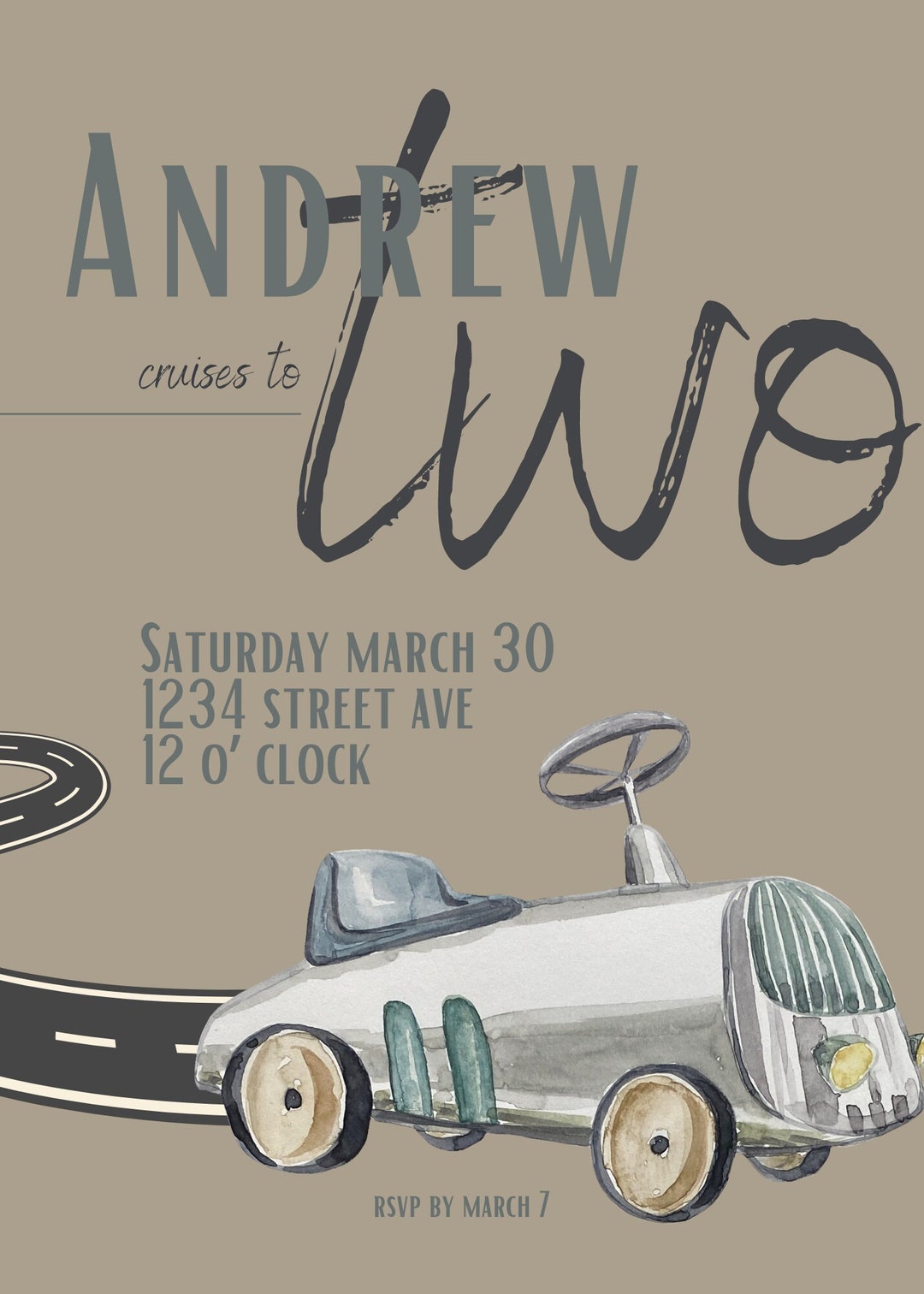 Classic Car Birthday Invitation I Instant Download | Editable Template ...