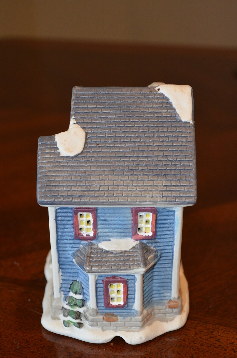 Christmas Village Blue House - Etsy