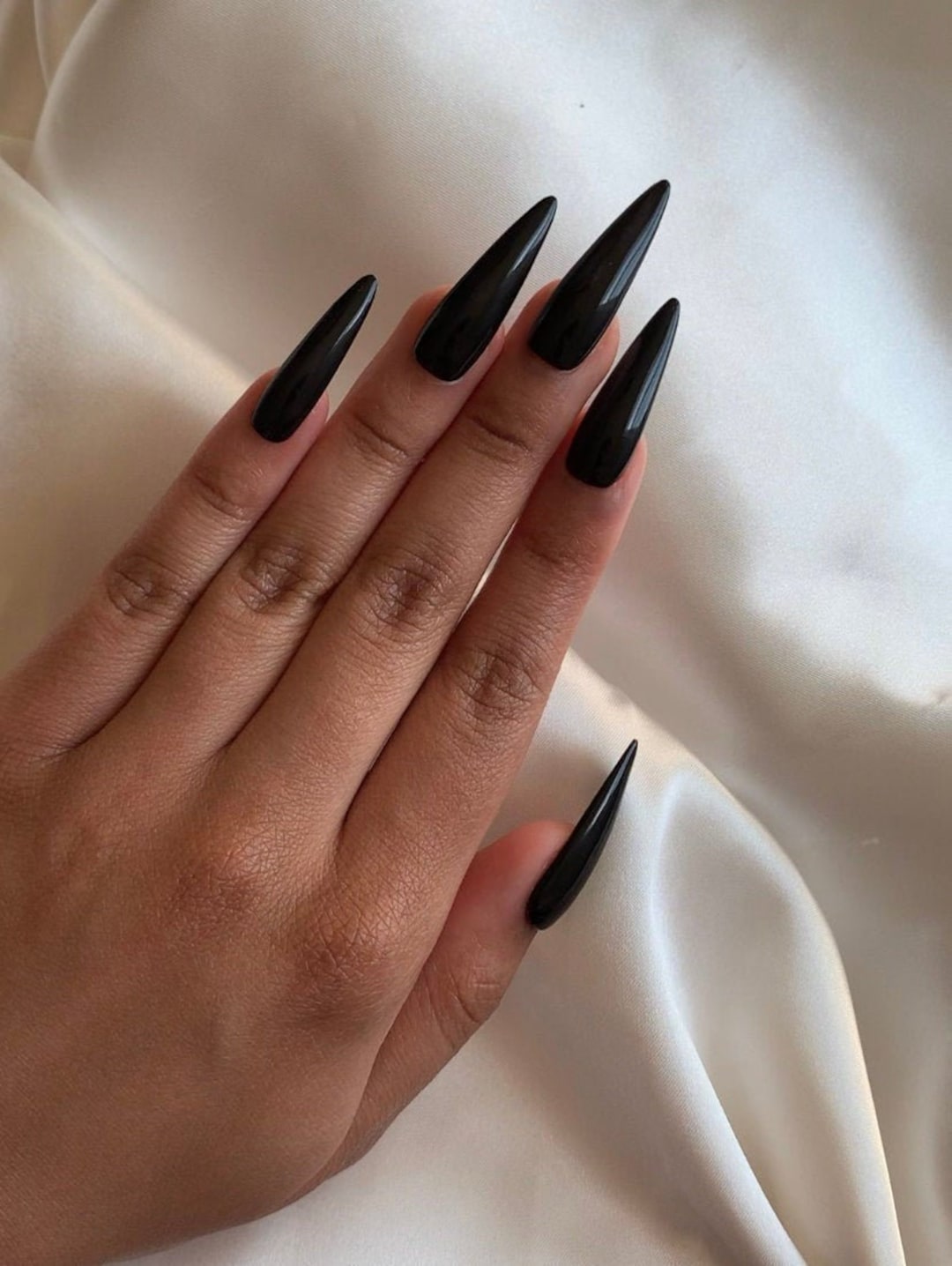 Jet Black Black Press On Nails Black Press On Nails Handmade Press On