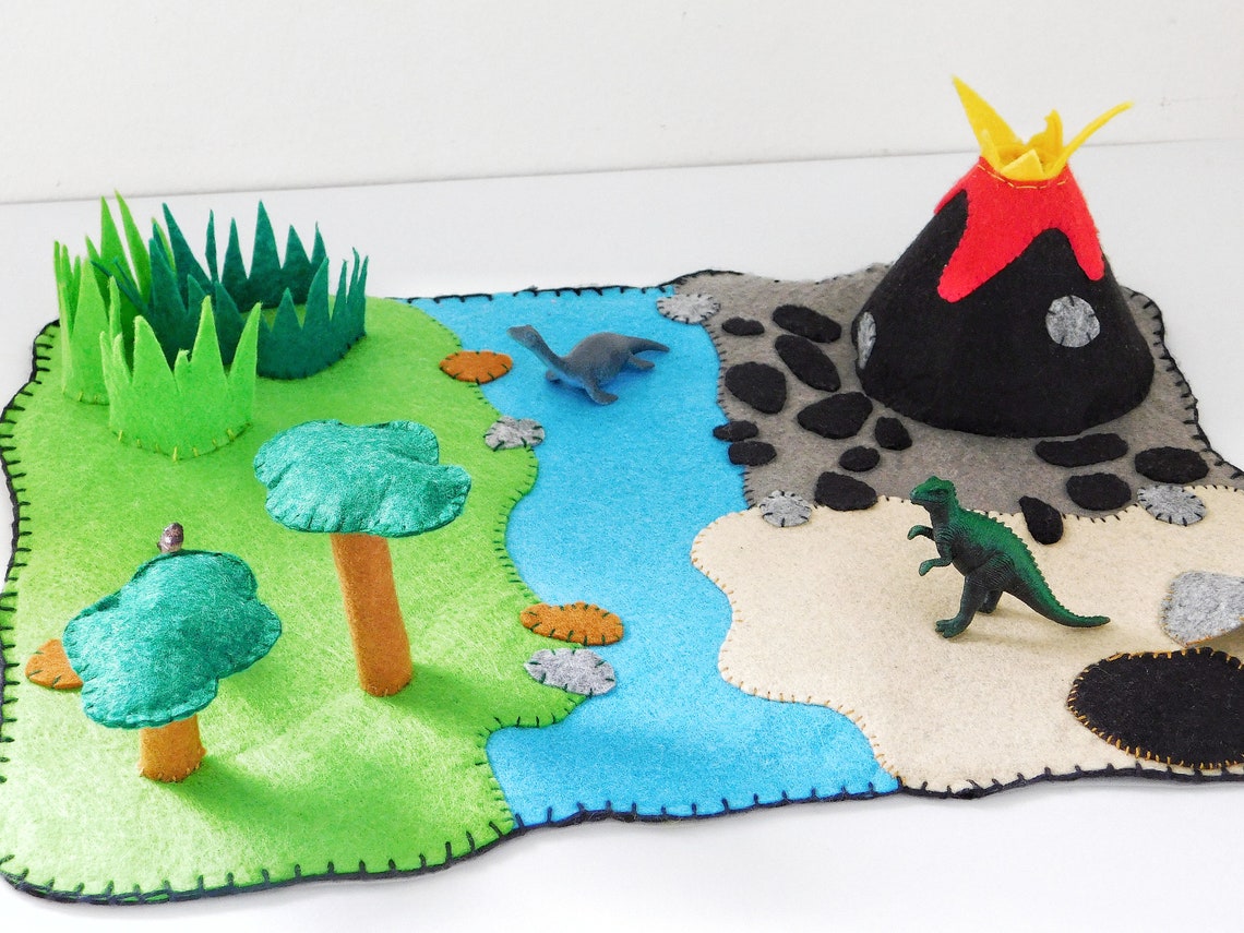 Dino Land Spielmatte Dino Land Filz Spielmatte Dino - Etsy.de