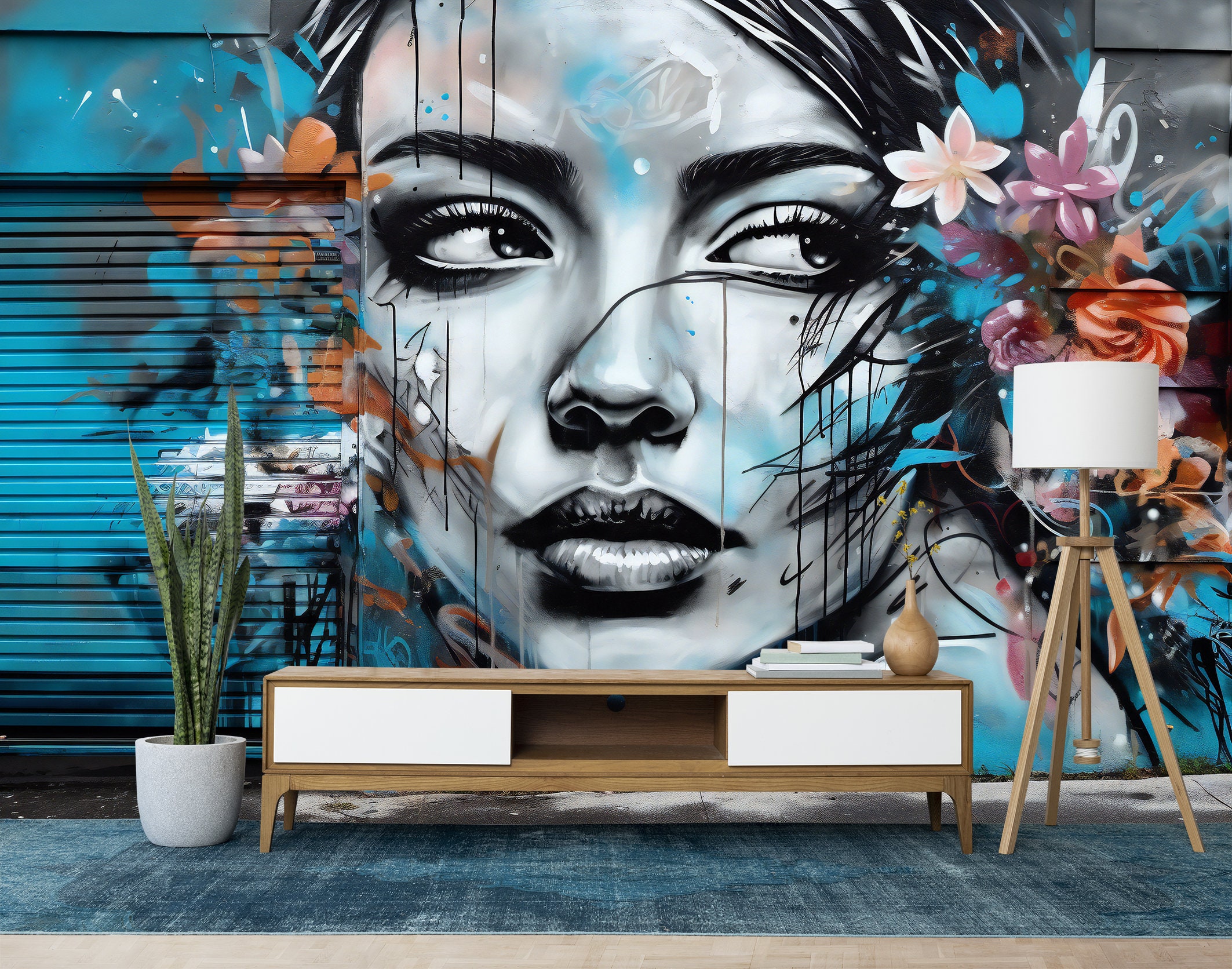 Urban Graffiti Wallpaper Graffiti Wall Building With Abstract - Etsy