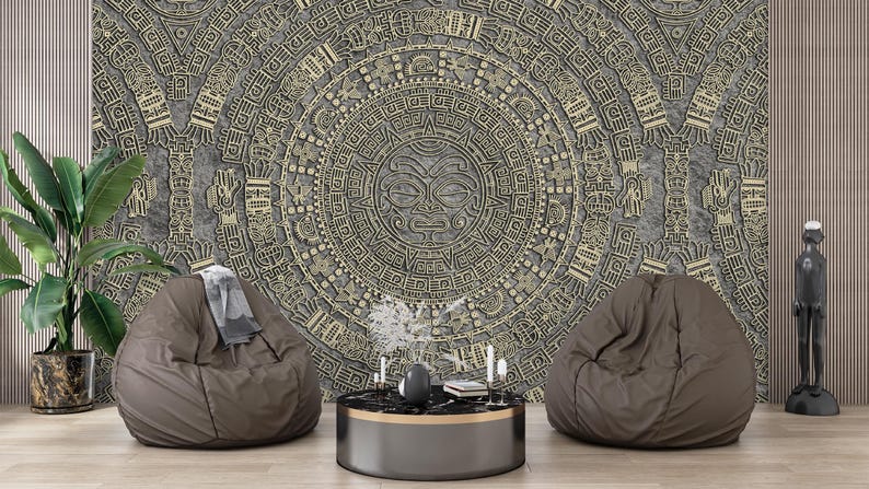 Aztec Mayan Tropical Wallpaper Ethnic Jungle Wall Mural Peel and Stick ...