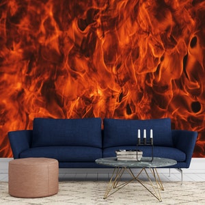 Flame Wall Mural Wall Decor Abstract Flame Wall Art Peel and Stick Fire ...