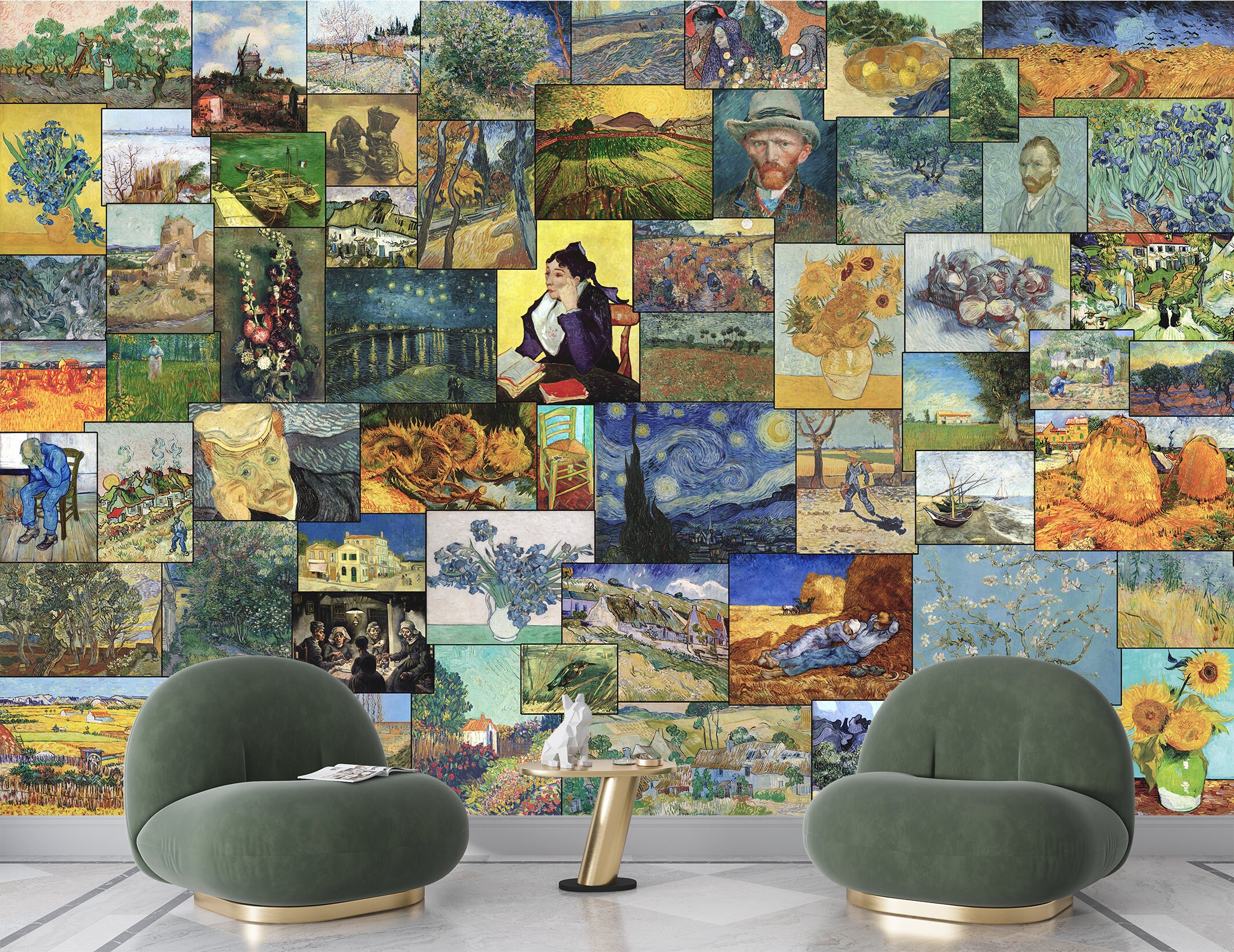 Vincent Van Gogh Collage Wallpaper Reproduction Wall Mural - Etsy