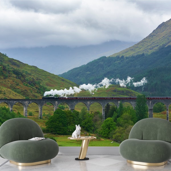 Train Mural Wallpaper - Etsy