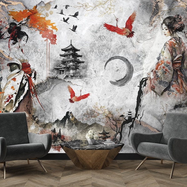 Geisha Art Wallpaper - Etsy