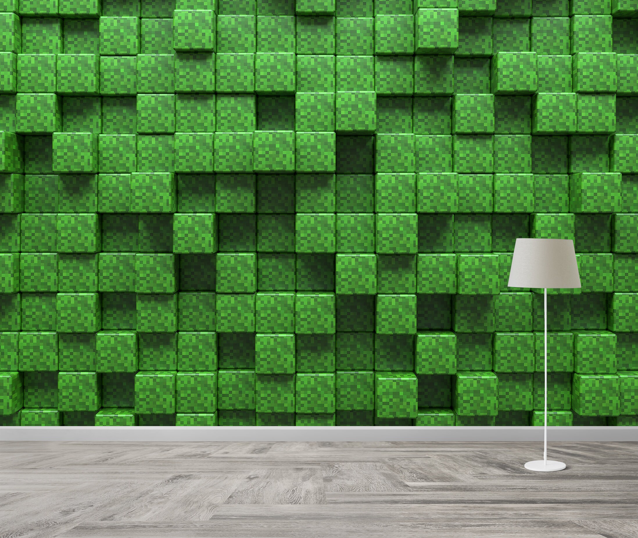 Pixel Gaming Wallpaper Print Peel and Stick Green Cubes - Etsy