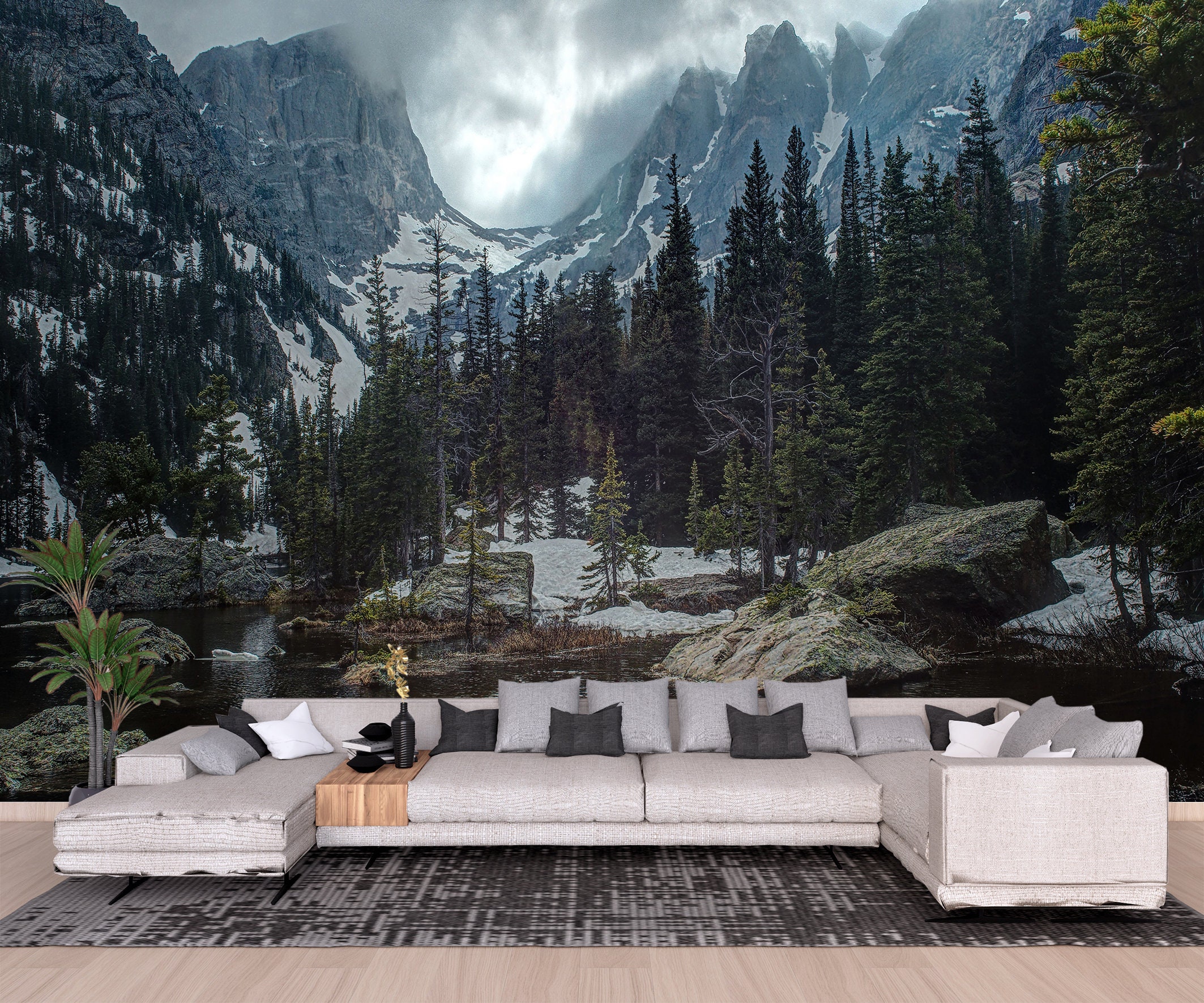 Wall Mural Mountain Landscape Wallpaper Peel and Stick Print - Etsy