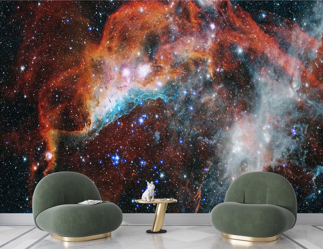 Nebula Mural Print Wallpaper Peel and Stick Dark Space - Etsy