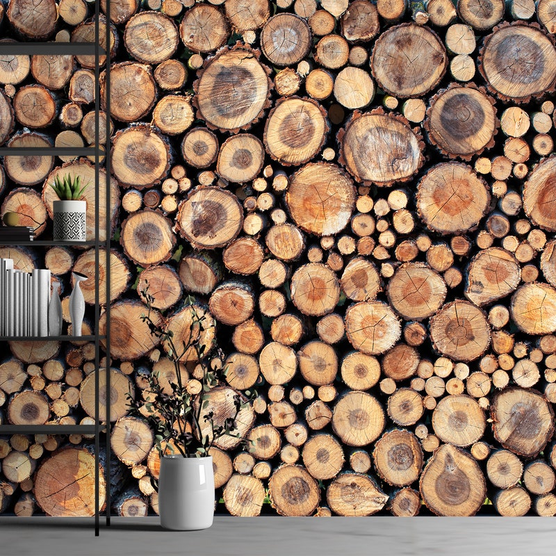 Logs Wallpaper - Etsy
