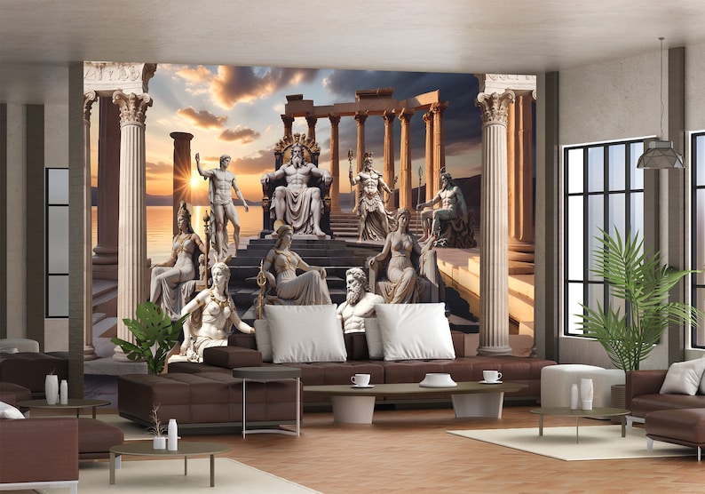 Ancient Greek Statues Wallpaper Mural – Vintage Architecture Vinyl ...