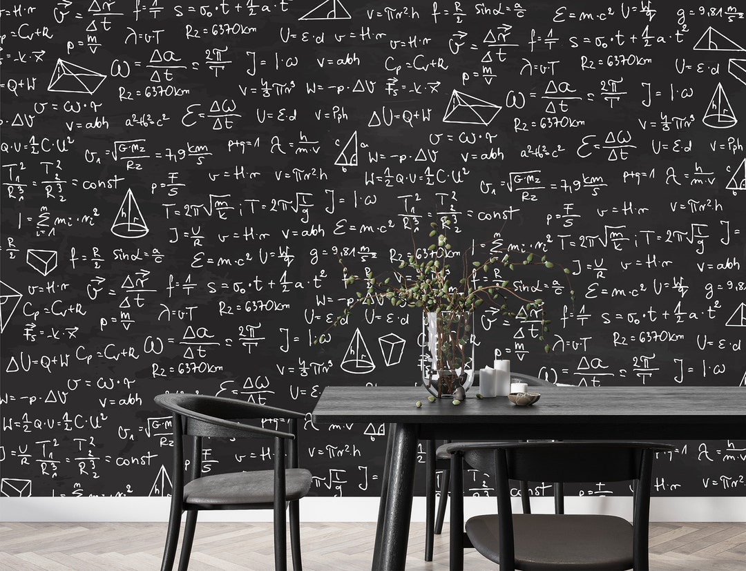 Black Science Math Wallpaper for Room Abstract Math Formulas for School ...