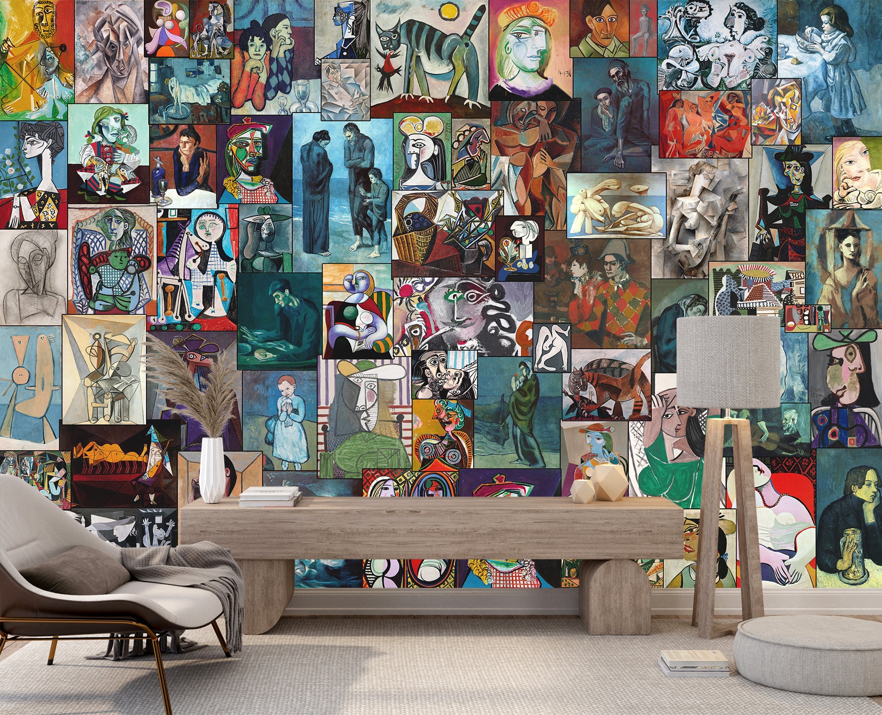 Pablo Picasso Collage Wallpaper Reproduction Wall Mural Print - Etsy ...