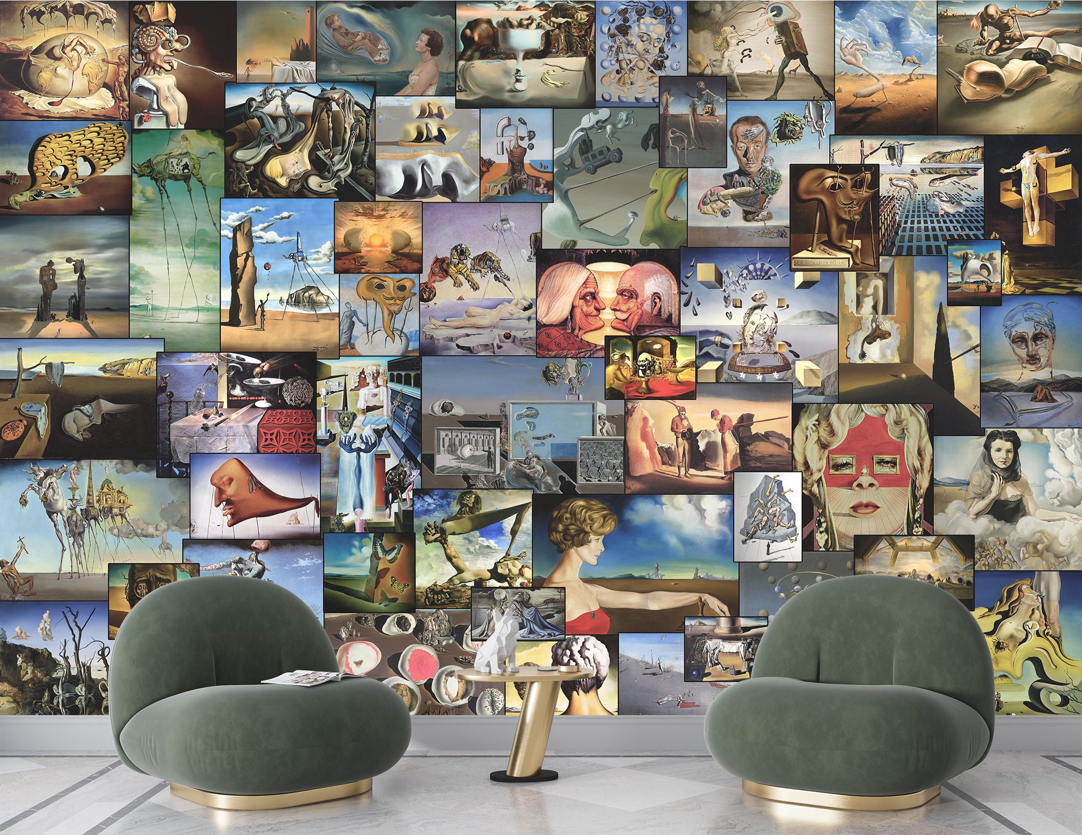 Salvador Dali Collage Wallpaper Reproduction Wall Mural Print Textured ...