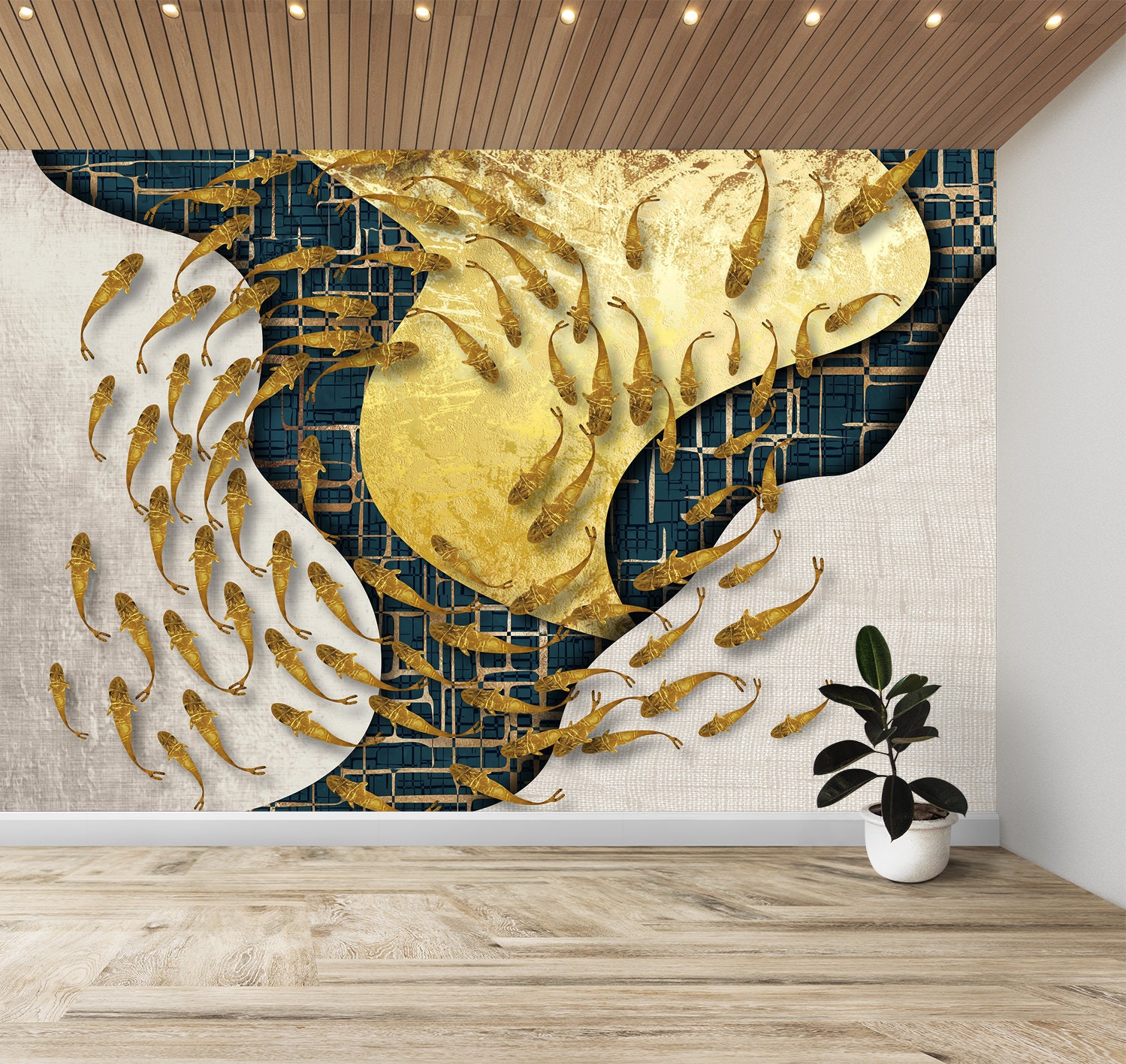 Koi Fish Wallpaper Print Japanese Style Wall Mural Peel and Stick Koi ...