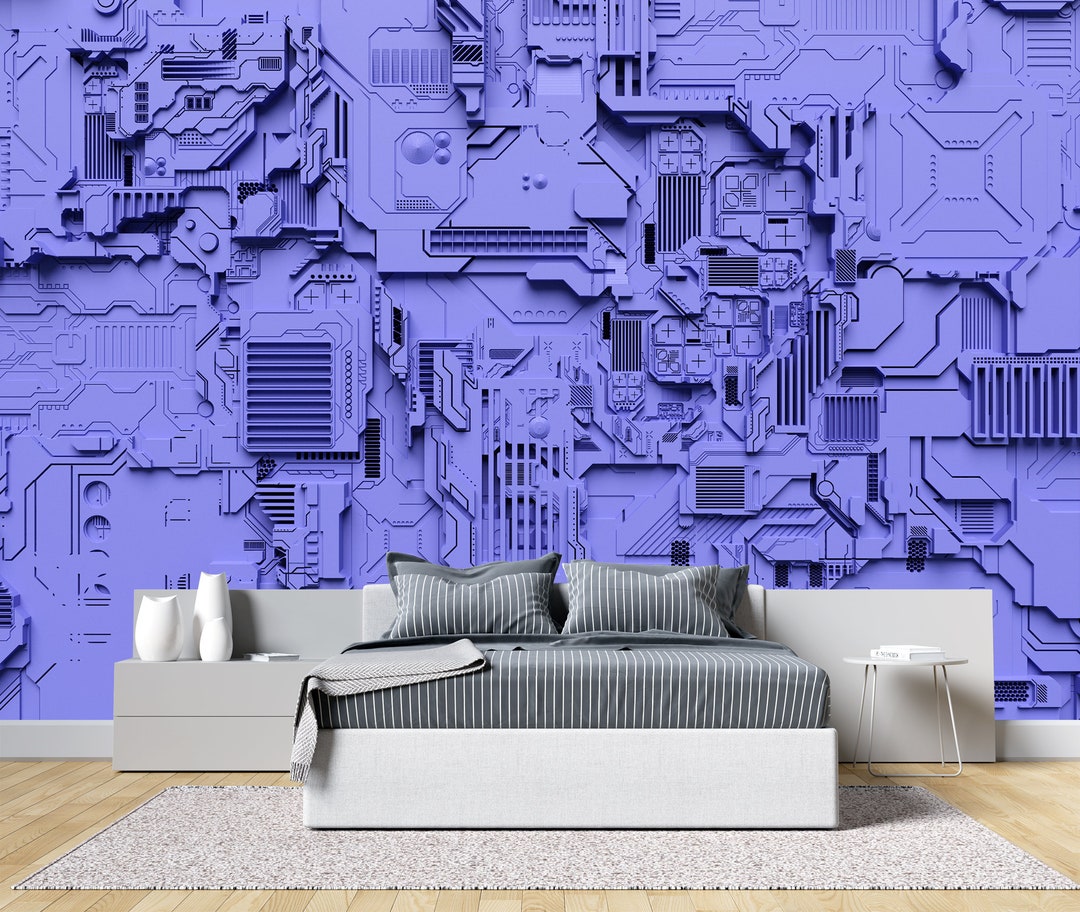 Techno Wall Background Wallpaper Violet Mural Peel and Stick Armored ...
