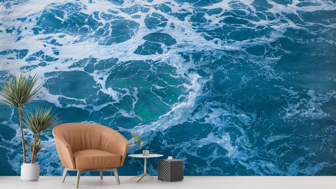 Coastal Wave Wallpaper Ocean Wall Mural Peel and Stick Sea Breeze Wall ...
