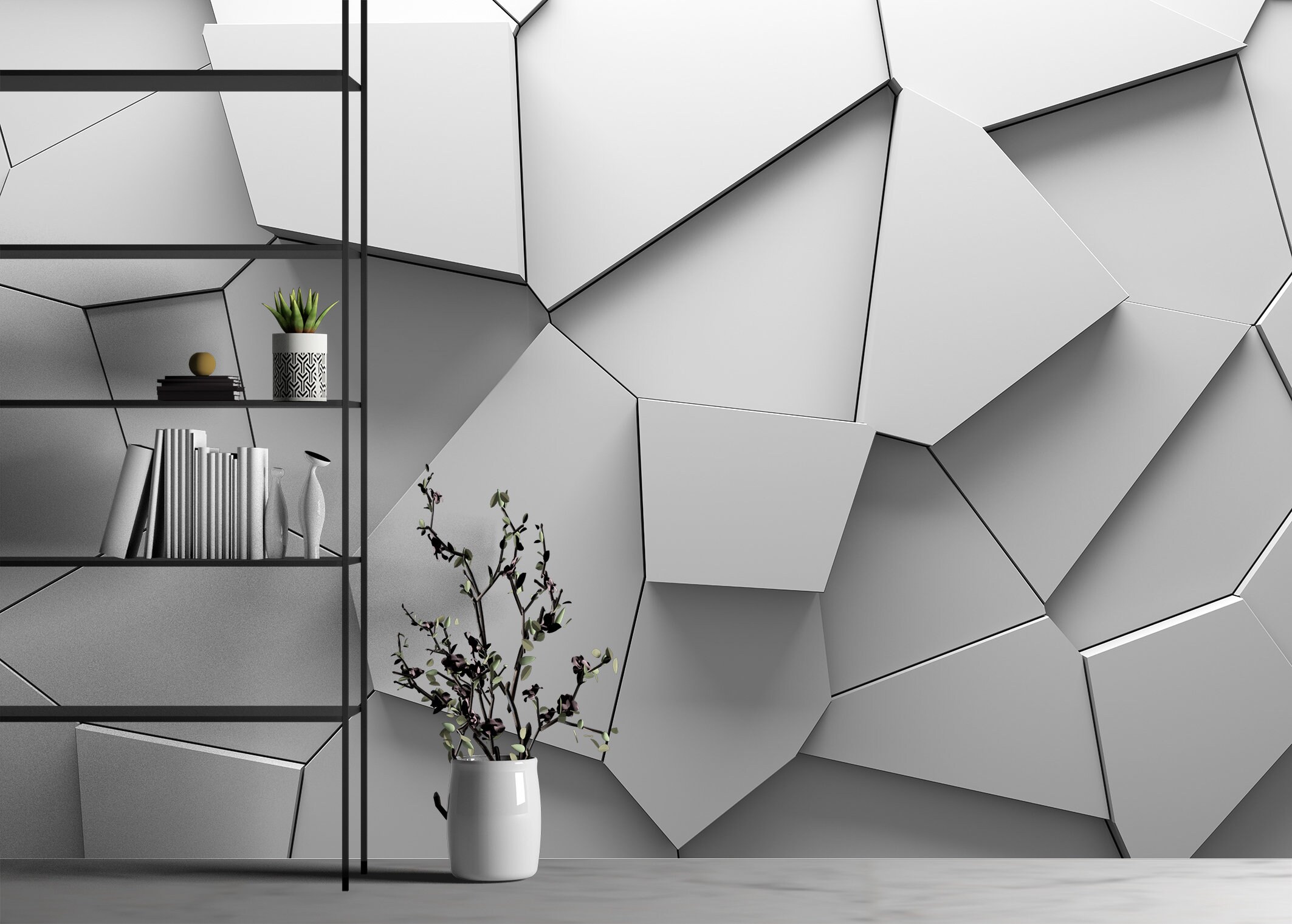 Geometric Abstract Wallpaper Gaming Wall Mural Textured Peel - Etsy