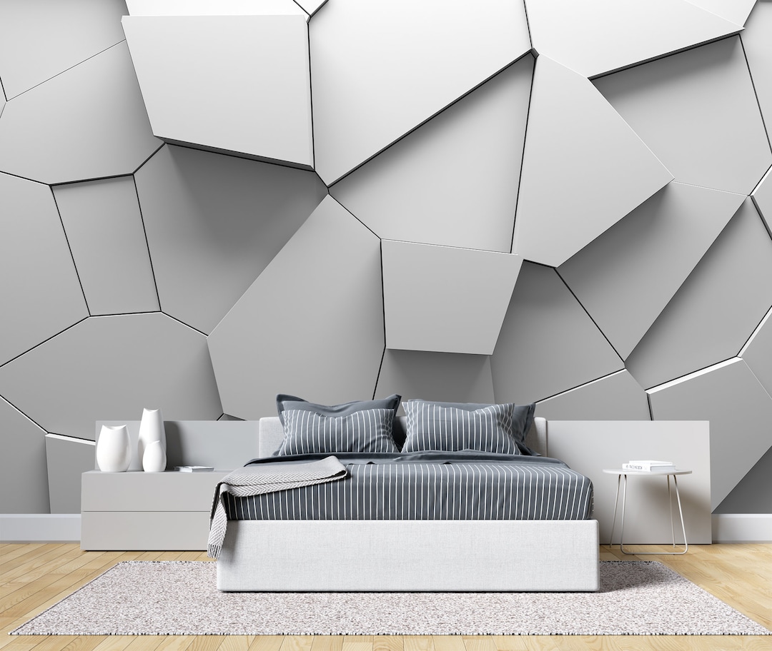 Geometric Abstract Wallpaper Gaming Wall Mural Textured Peel - Etsy