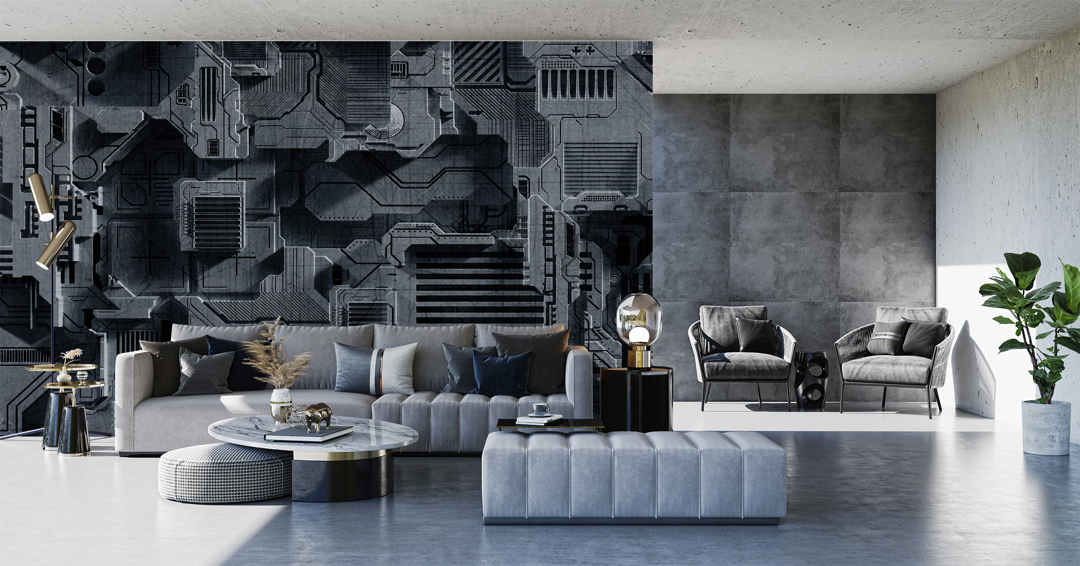 Techno Wall Background Wallpaper Mural Peel and Stick Armored ...