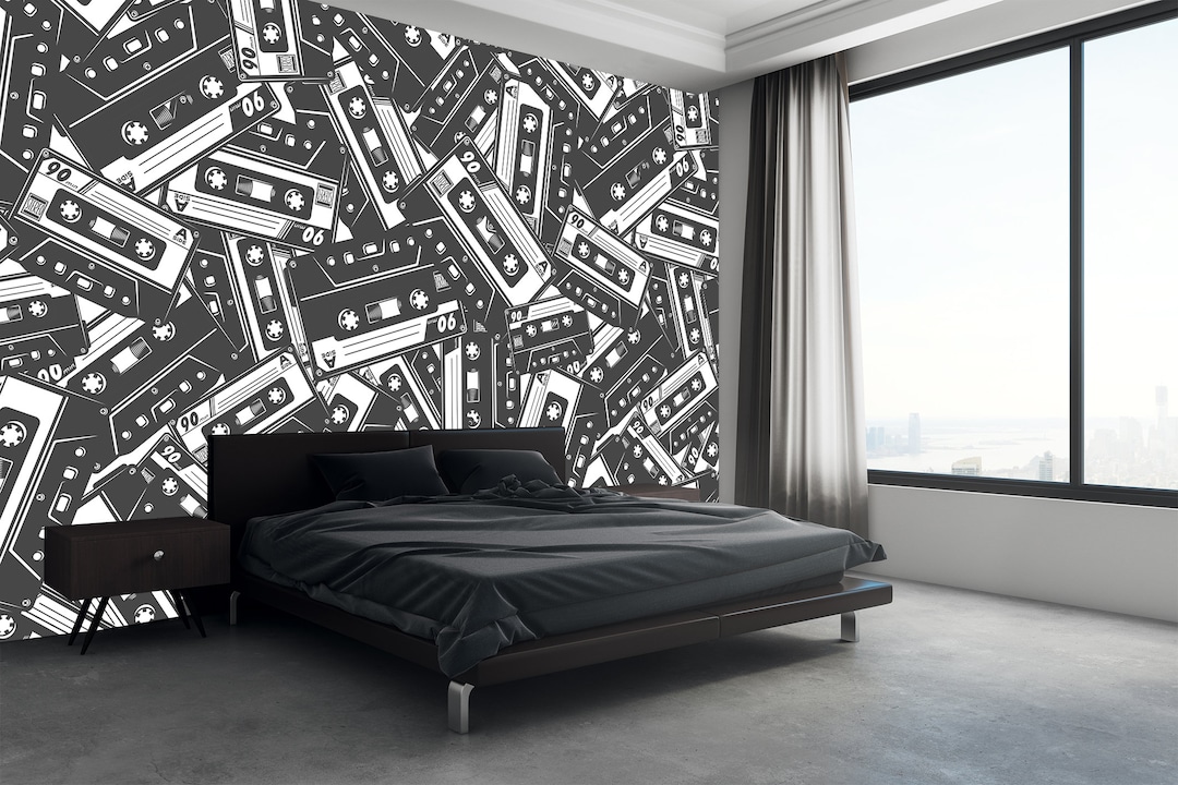 Retro Audio Cassette Wallpaper Old Audio Cassette Wall Mural Studio ...