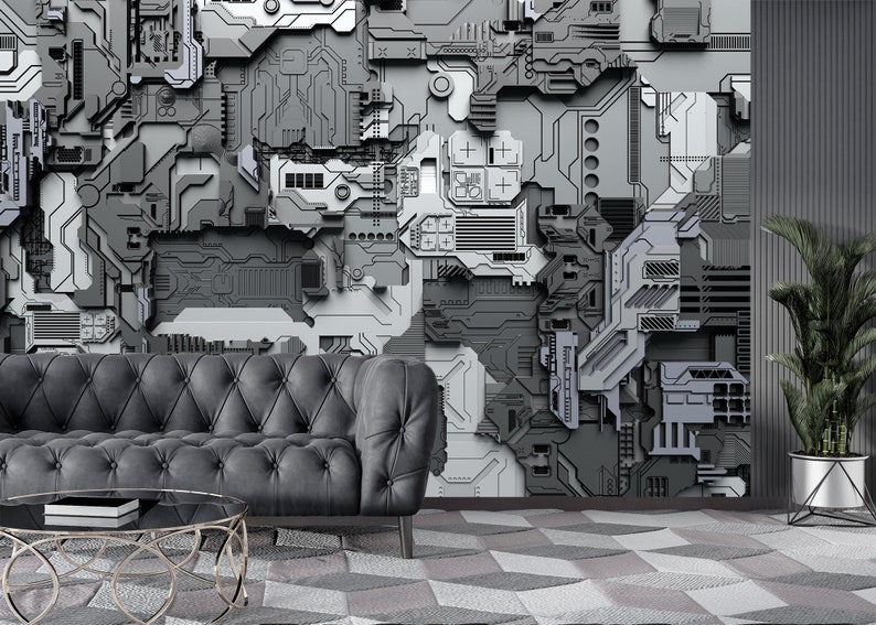 Techno Wall Background Wallpaper Mural Peel and Stick Armored ...