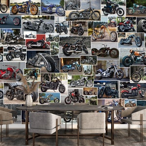 Biker Motorcycles Collage Mural Wallpaper Peel and Stick Gift for Kids ...