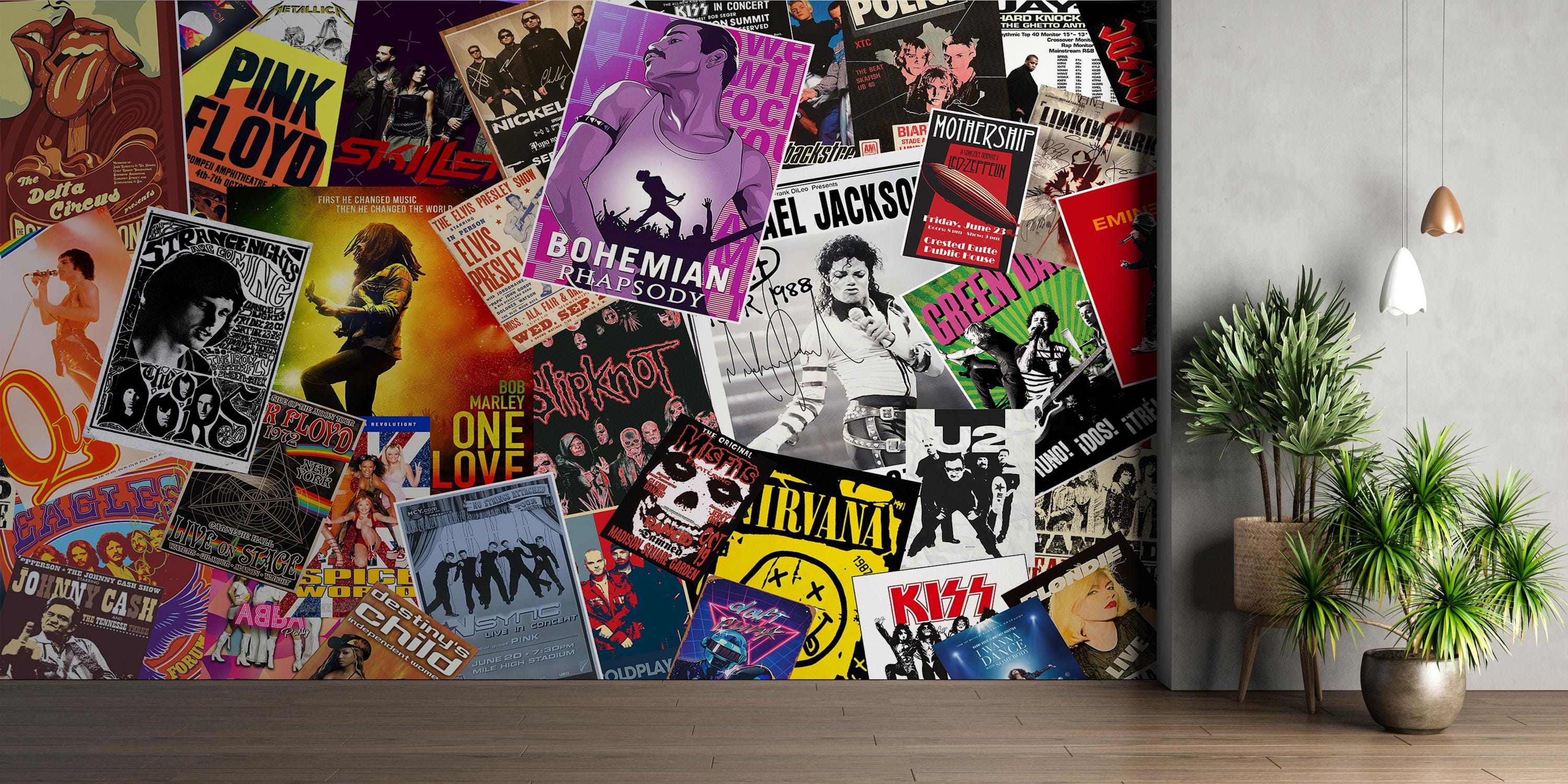 Vintage Music Poster Collage Wall Mural (peel and Stick Vinyl) - Etsy