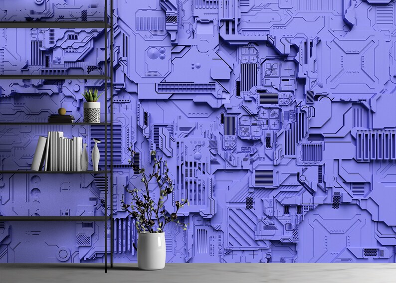 Techno Wall Background Wallpaper Violet Mural Peel and Stick Armored ...